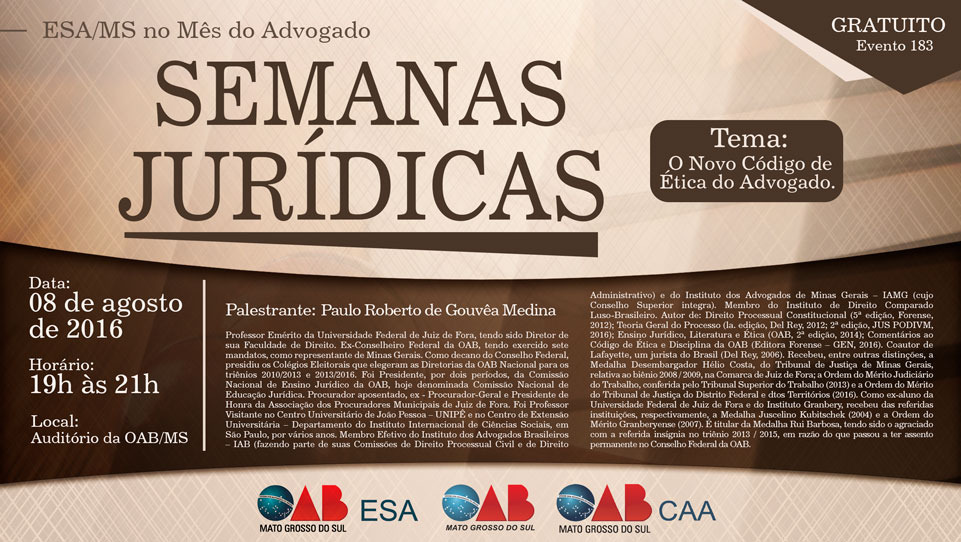 "O Novo Código de Ética do Advogado" será o assunto da próxima Semana ...